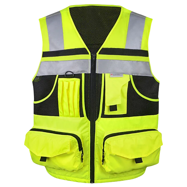 two tone fluro yellow day and night mesh safety vest - wefine apparel